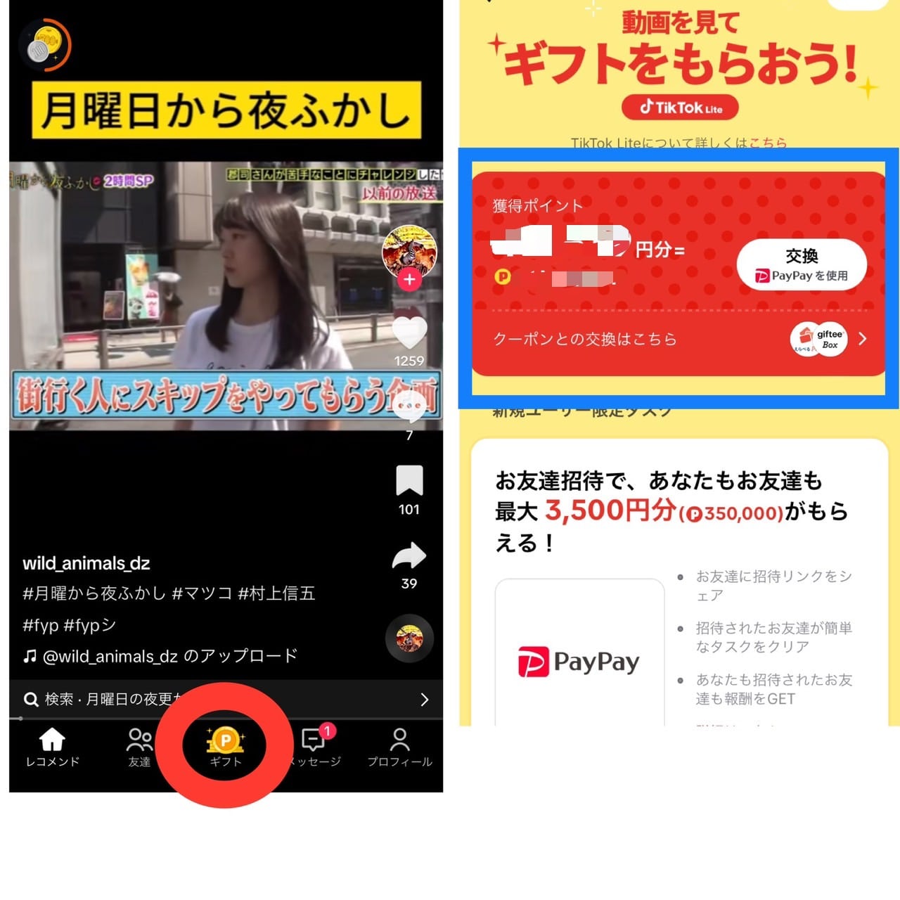TikTok Lite（ティックトックライト）のポイントをPayPayに交換するやり方！